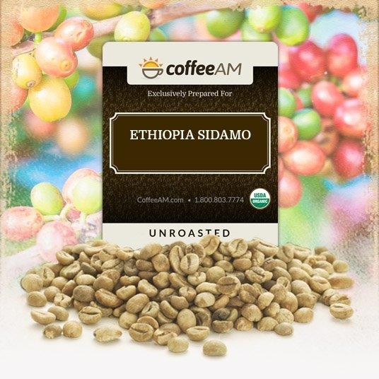 Fair-Trade Organic Ethiopia Sidamo Green Coffee — CoffeeAM